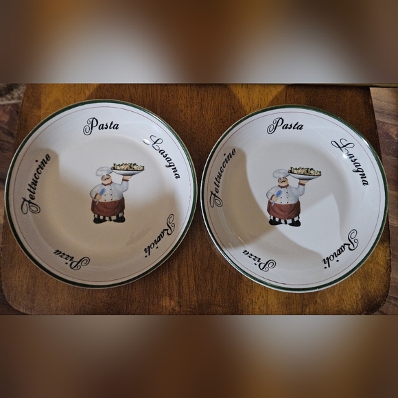 Dining | Set Of 2 Vintage Ceramic Chef Design Pasta Bowls Made In China ...